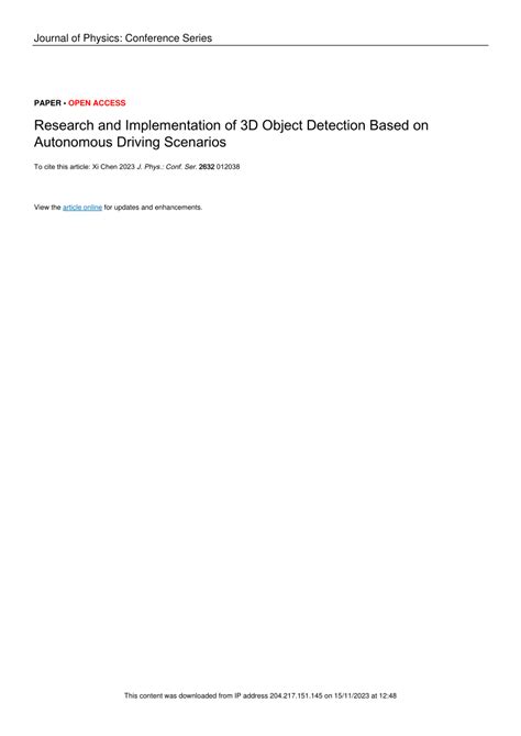 Pdf Research And Implementation Of 3d Object Detection Based On