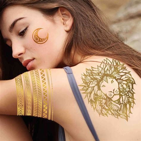 Buy Bilizar 9 Sheets 110 Designs Flash Gold Temporary Tattoos Metallic