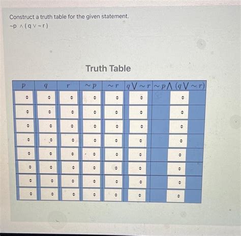 Solved Construct A Truth Table For The Given Statement