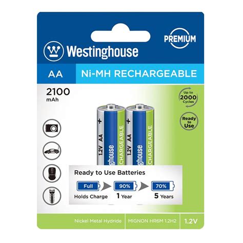 Rechargeable Aa Battery 2100mah Westinghouse Flux Electronix