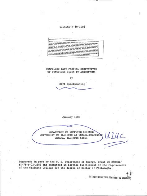 Speelpenning 1980 Compiling Fast Partial Derivatives Of Functions Given