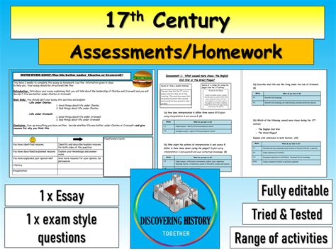 17th Century Homework Assessment Teaching Resources