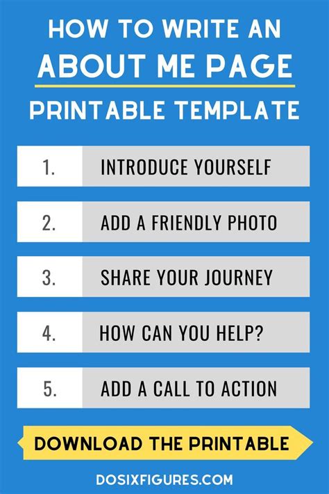 About Me Page Design With About Page Template Blog Writing Tips