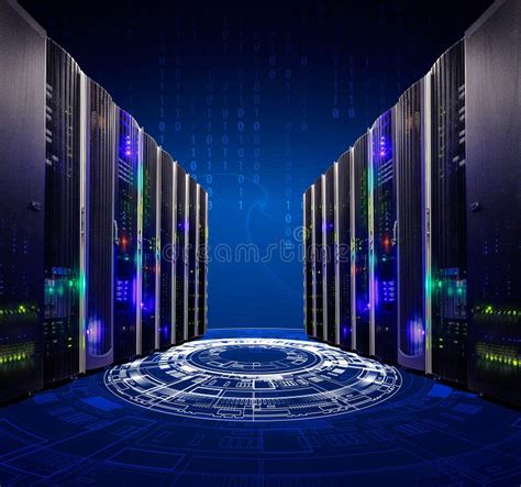 Server Room Web Internet And Network Telecommunication Technology Big Data Storage And Cloud