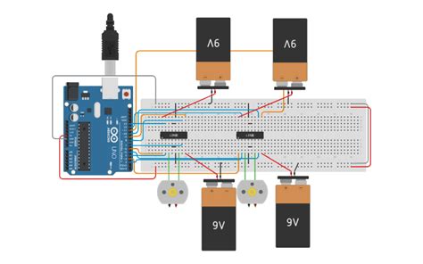 Circuit Design Copy Of Copy Of 4 Motors 2 L293d Tinkercad