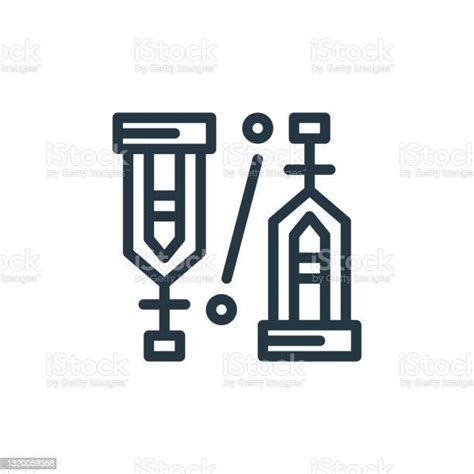 의료 개념에서 목발 아이콘 벡터 목발 편집 가능한 스트로크의 얇은 선 그림 웹 및 모바일 앱 로고 인쇄 미디어에 사용하기 위한 선형 기호를 목발합니다 건강관리와 의술에 대한