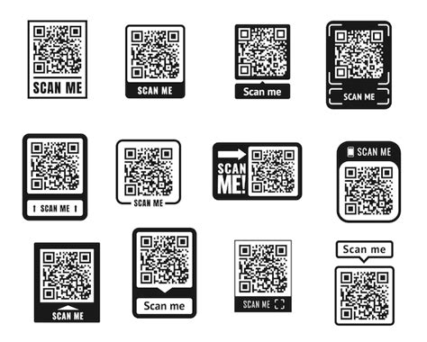 Scannez Moi Les Icônes De Code Barres De Téléphone Dautocollant De Code Qr Vecteur Premium