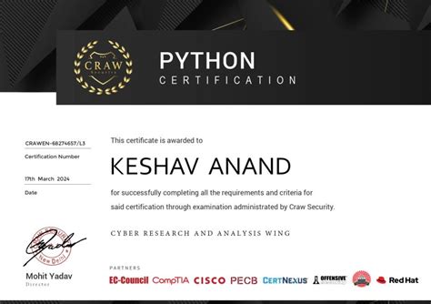 Keshav Anand On Linkedin Pythondeveloper Certified Ai