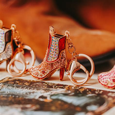 Rhinestone High Heel Boot Keychain Crystal Boot Keyring Small Ts