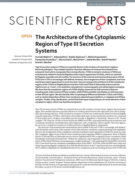 Pdf The Architecture Of The Cytoplasmic Region Of Type Iii Secretion Systems Open
