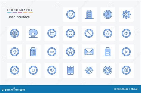 25 user interface blue icon pack stock vector illustration of hash
