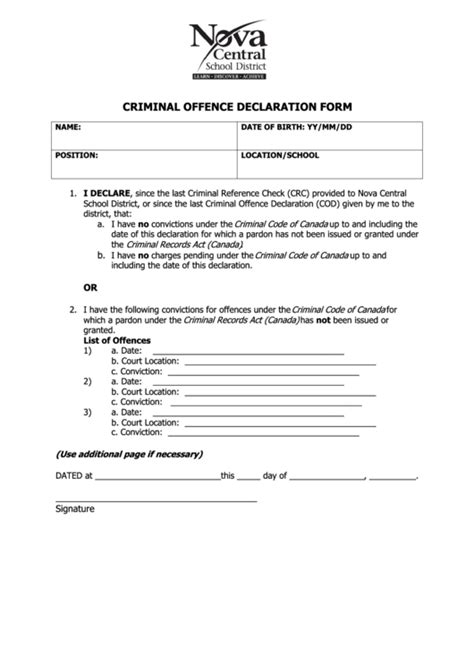 Top 7 Offence Declaration Form Templates Free To Download In Pdf Format
