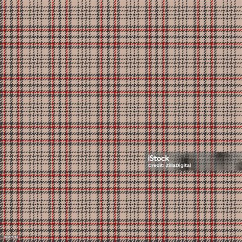 글렌 격자 무늬 패턴입니다 트 위 드 텍 스타일 디자인을 위한 베이 지 그레이 레드 색상의 심리 스 하 비글 리 체크 체크 무늬 0명에 대한 스톡 벡터 아트 및 기타 이미지