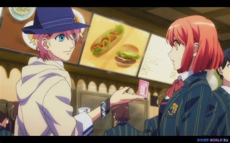 Помогите найти картинку из аниме мультфильма где девушка с красными волосами а парень блондин