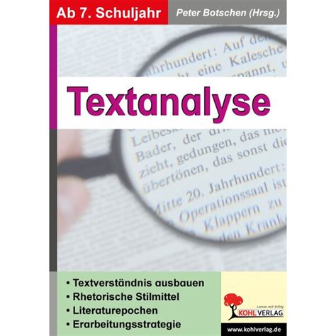 Textanalyse Arbeitsblätter Klassen 7 10