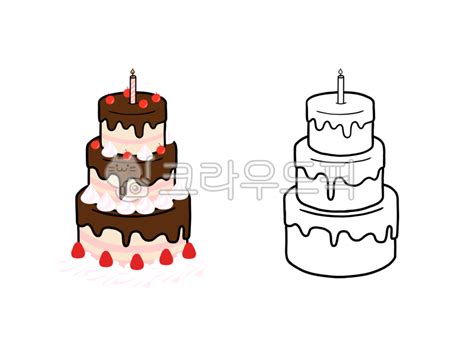 케이크 케이크일러스트 삼단케이크 생일케이크 기념일 사진이미지일러스트캘리그라피 Nsoonh22작가
