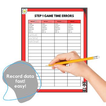Reading System Game Time Error Tracking Sheet For Steps 1 12 FREE Data