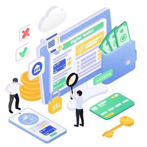 Free Vector Secure Payment Isometric Composition With Icons Of Coins