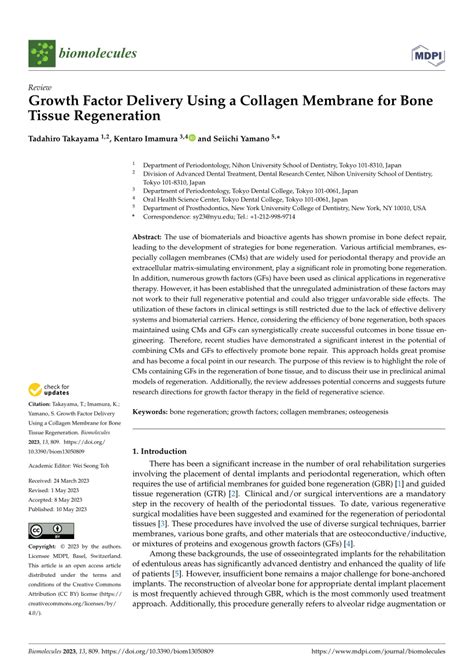 Pdf Growth Factor Delivery Using A Collagen Membrane For Bone Tissue