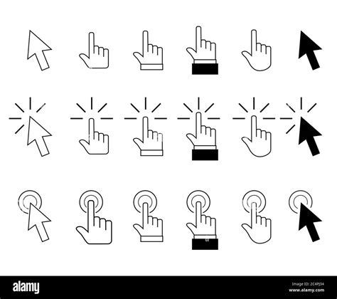 Pointer Cursor Arrows And Hand Click Vector Symbol Arrow Pointing And Selection Direction