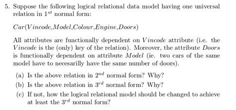 Solved 5 Suppose The Following Logical Relational Data