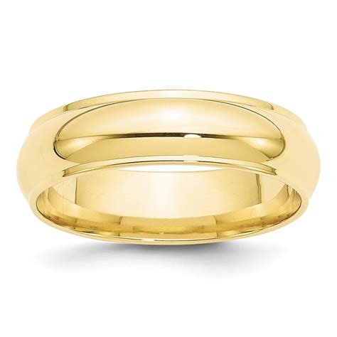 Primal Gold 10 Karat Yellow Gold 6mm Half Round With Edge Band Size 95