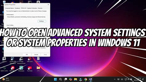 How To Open Advanced System Settings Or System Properties In Windows 11 Youtube