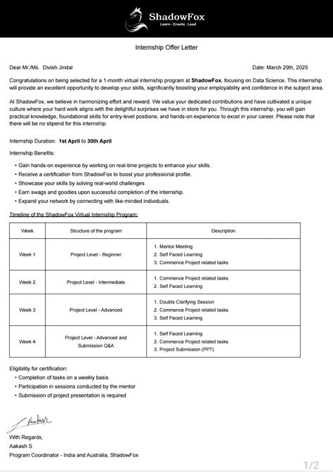 Datascience Internship Shadowfox Machinelearning Careergrowth Divish Jindal