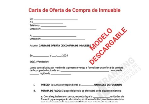 ¿qué Es Una Carta De Oferta De Compra De Propiedad Modelo Descargable