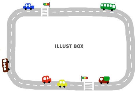 無料イラスト 車・道路のフレーム 透過png
