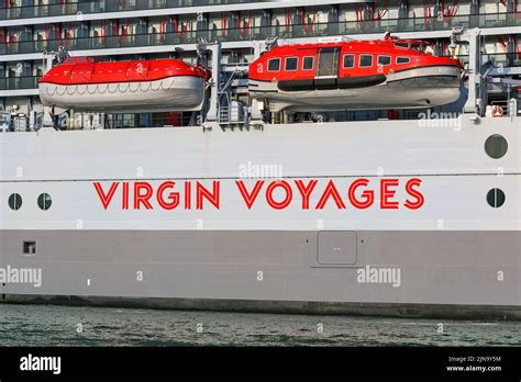 The Virgin Voyages Logo On The Cruise Ship Scarlet Lady June 2021