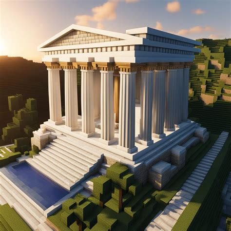 Ancient Greek Temple Atop A Marble Hill Minecraft House