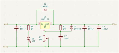 Lm317t Voltage Regulator Circuit Circuit Basics Circuit Schematic