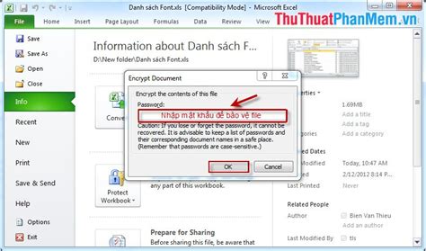 Instructions To Set A Password For The Excel File
