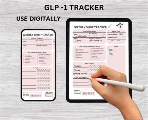 Symptom Tracker Glp 1 Injection Tracker Tirzepatide Weekly Log
