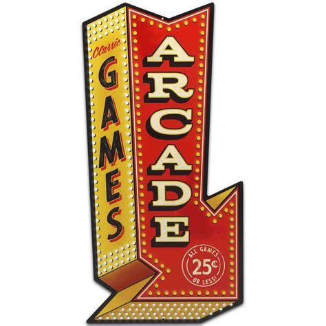 Arcade Games Arrow Metal Sign Vintage Arcade Sign For Game Room Or Man Cave Arrow Wood Sign