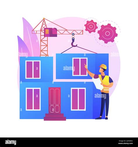 Modular Home Abstract Concept Vector Illustration Modular Building Permanent Foundation