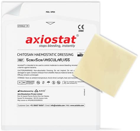 Axiostat Chitosan Patch For Vascular Bleeding Control