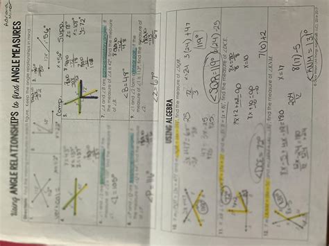 SOLUTION Geometry Angle Relationships Measures Studypool Worksheets Library