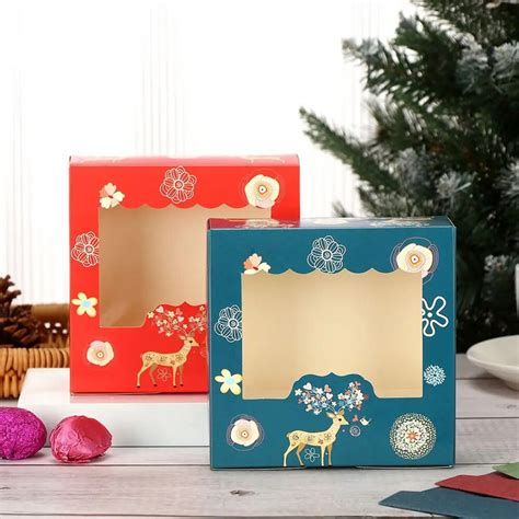 Badu Bg 10 бр Коледни картонени кутии за торти 4 чаши Кутия за опаковане на торти Бисквитена