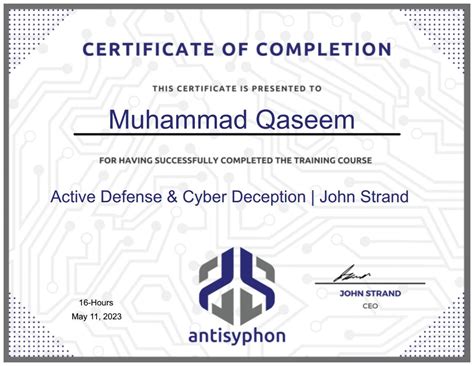 Muhammad Qaseem On Linkedin Activedefense Cyberdeception Antisyphon Cybersecuritytraining
