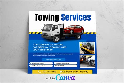 Towing Service Flyer Template Towing Business Flyer Towing Company