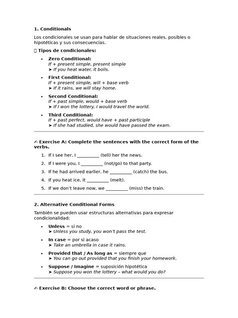 Conditionals And Alternative Conditionals Pdf