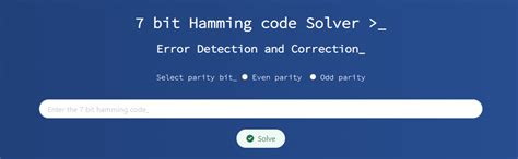 Github Aryamitra067bit Hamming Code Solver A Simple And Lightweight Web Application Which