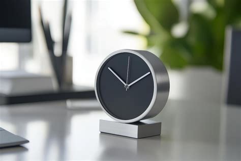 Modern Desk Clock With A Sleek Design And Minimalistic Style Placed On