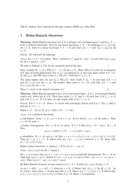 Hahn Banach Theorems Norm Mathematics Measure Mathematics
