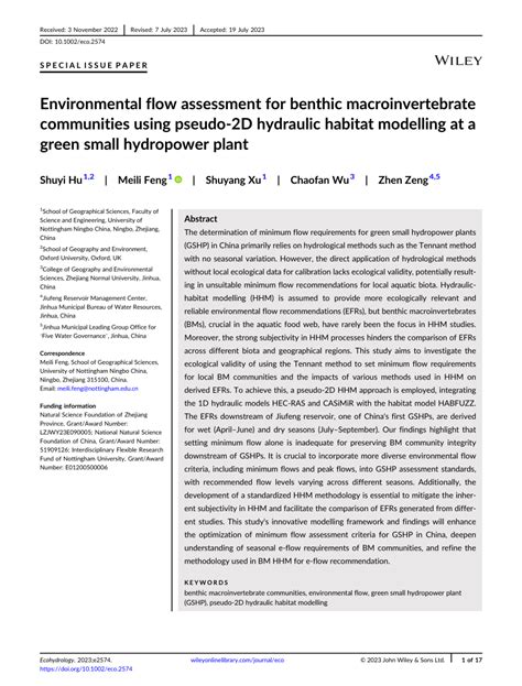 PDF Environmental Flow Assessment For Benthic Macroinvertebrate