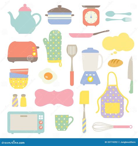 Cute Kitchen Collection Stock Illustration Illustration Of Kitchenware
