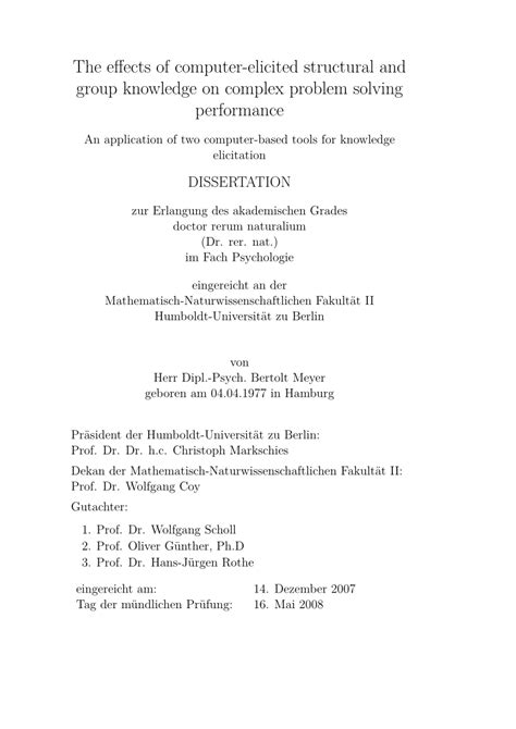 Pdf The Effects Of Structural And Group Knowledge On Complex Problem Solving Performance