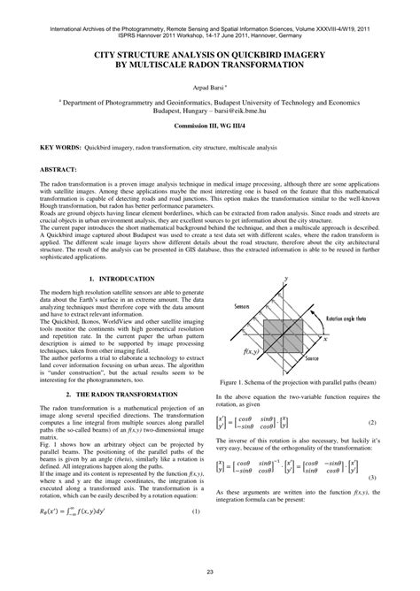 Pdf City Structure Analysis On Quickbird Imagery By Multiscale Radon Transformation